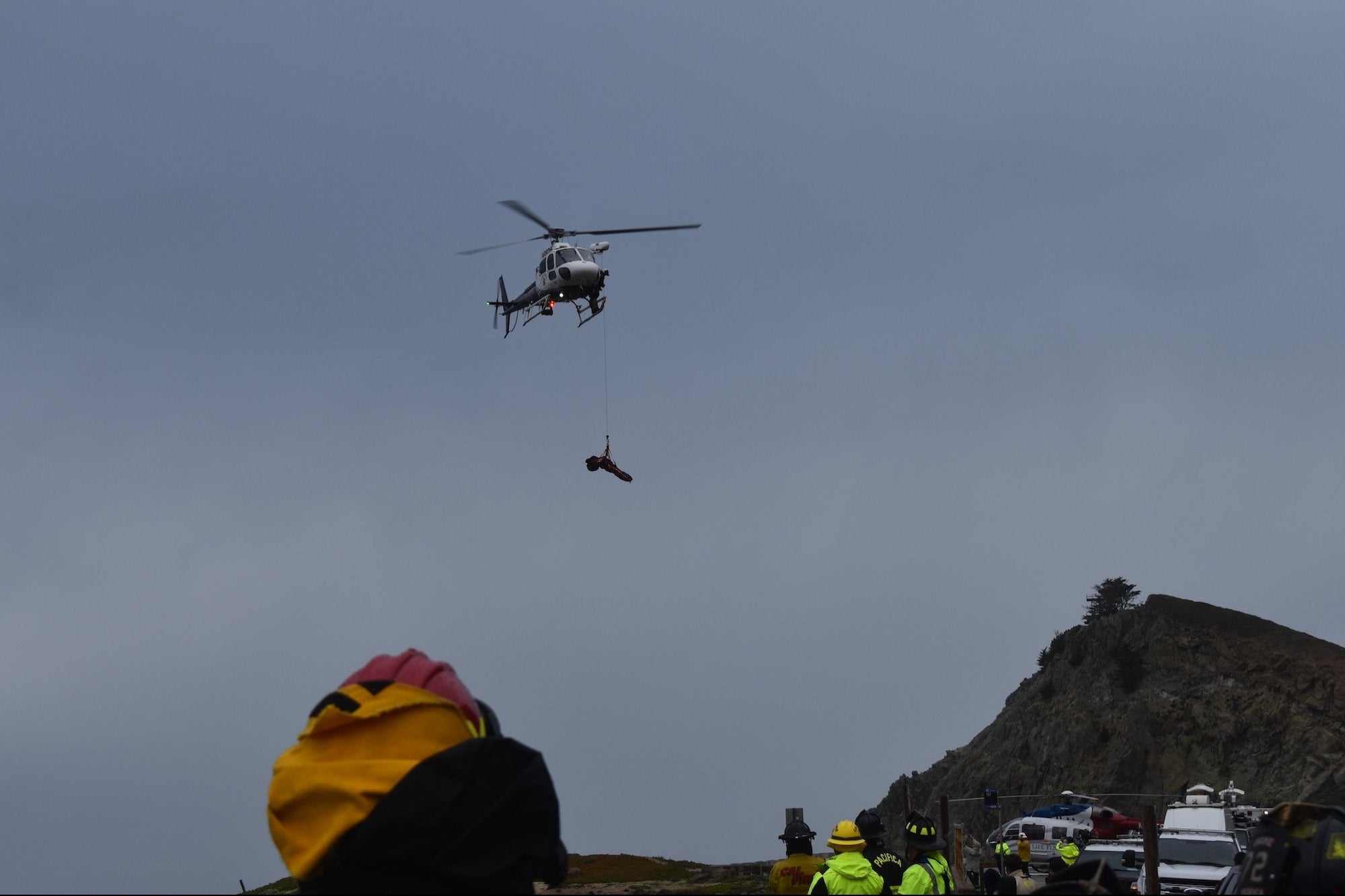 Tesla Car, Passengers Survive Fall Off Cliff at Devil's Slide