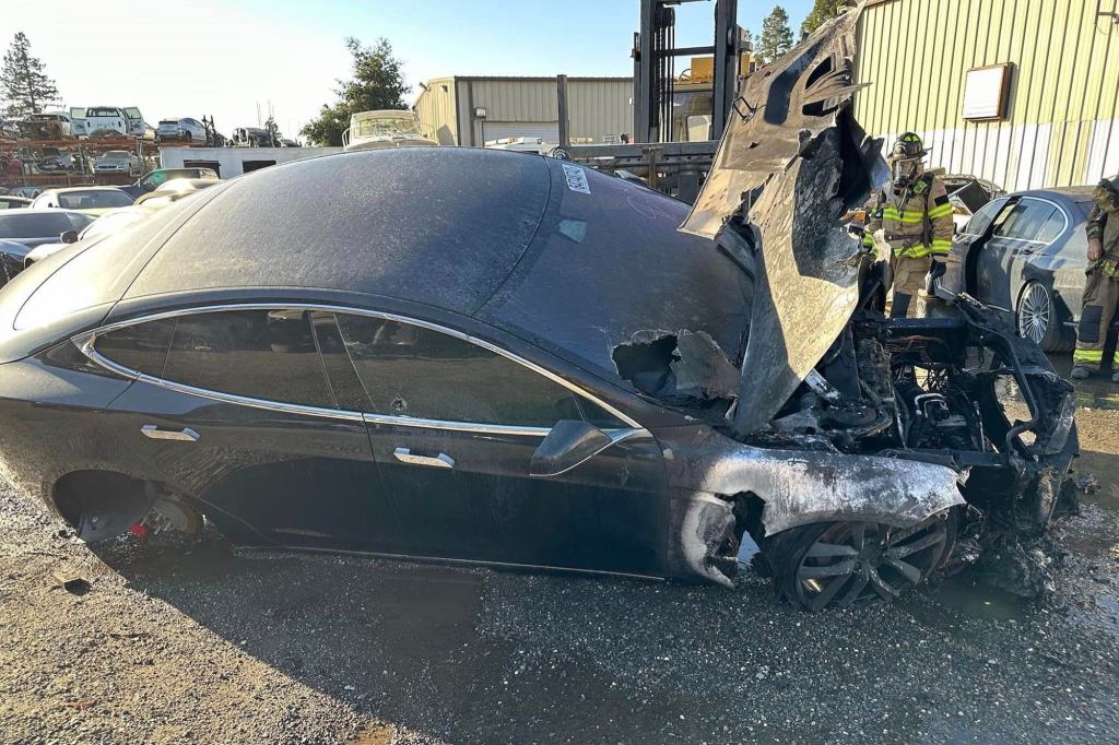 Another Tesla Bursts Into Flames, Fire Dept Tags Elon Musk